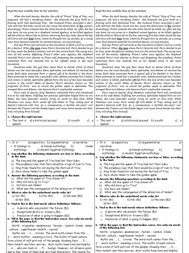 Read The Text Carefully Then Do The Activities Read The Text Carefully ...
