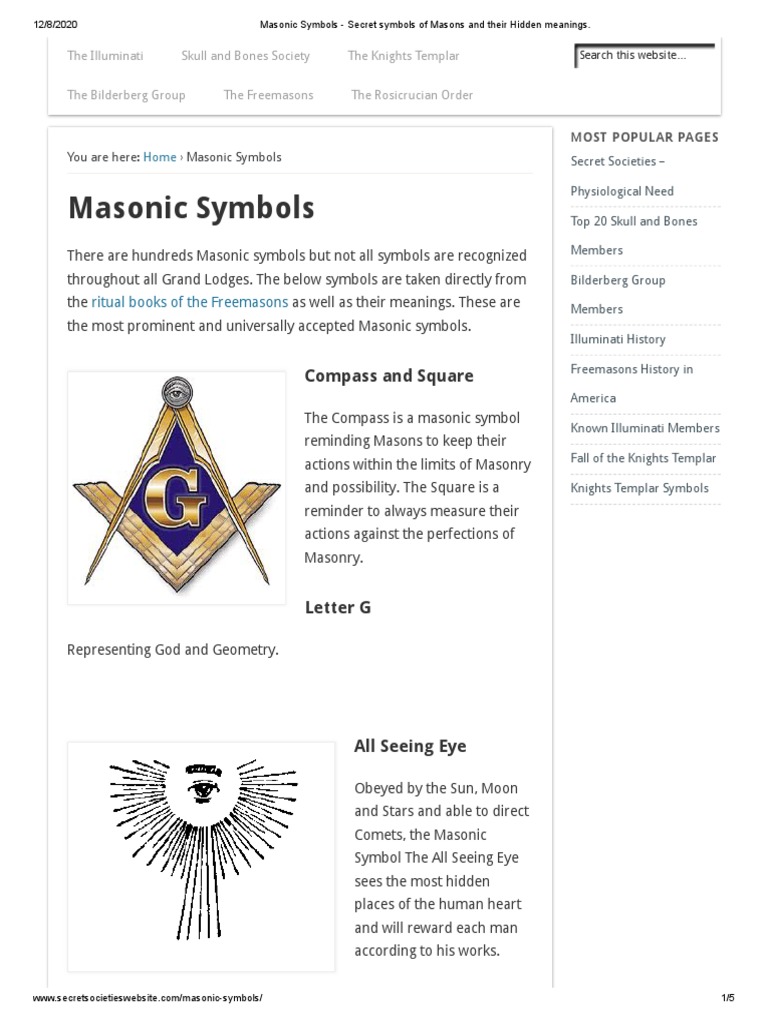 Masonic Symbols - Secret Symbols of Masons and Their Hidden Meanings ...