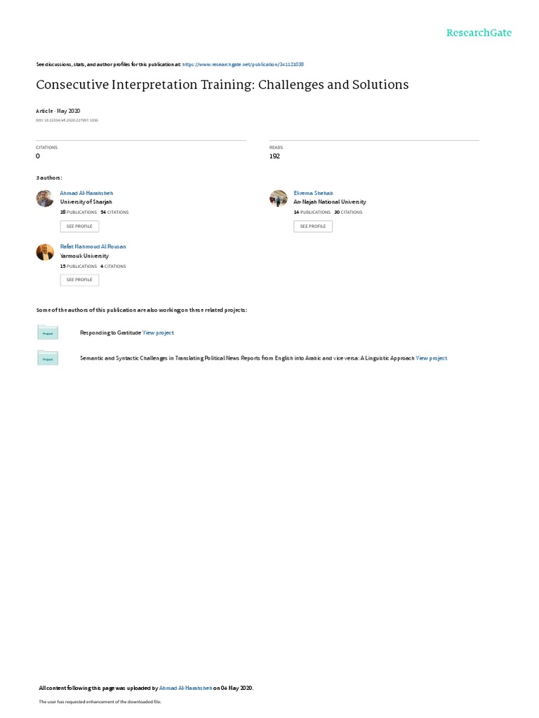 Consecutive Interpretation Training: Challenges and Solutions | PDF | Language Interpretation ...