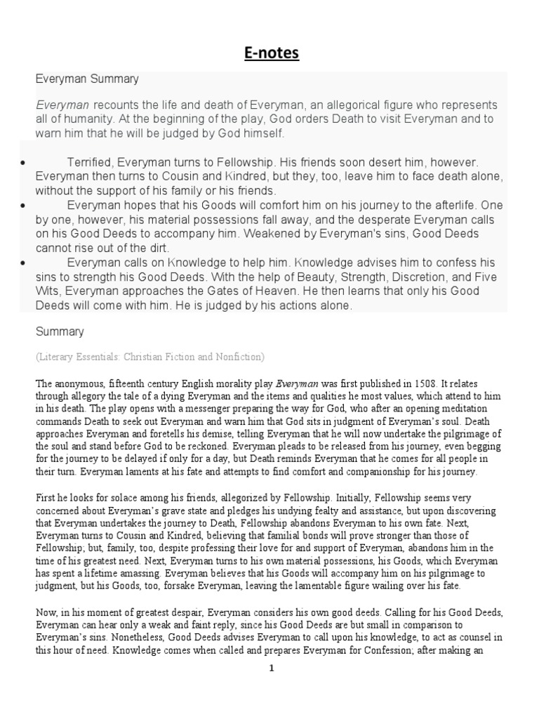 E-Notes: Everyman Recounts The Life and Death of Everyman, An ...
