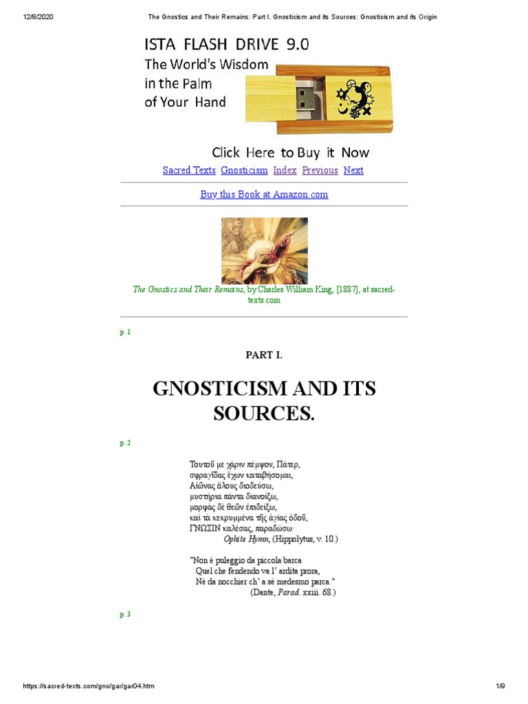The Gnostics and Their Remains - Part I. Gnosticism and Its Sources ...