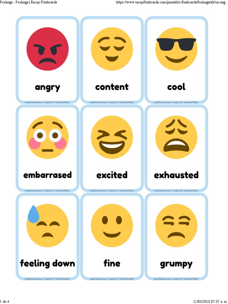 Printable Emoji Feelings Flashcards | PDF