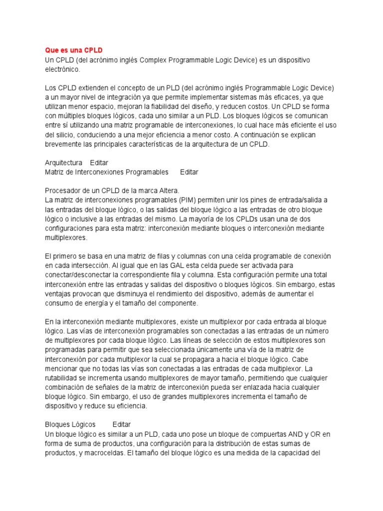 Que Es Una CPLD | PDF | Diseño electronico | Ingeniería Electrónica