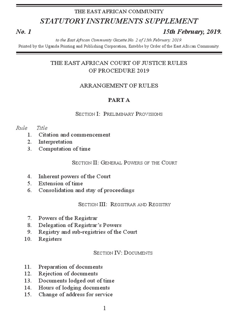 Eacj Rules of Procedure 2019 | PDF | Pleading | Judgment (Law)