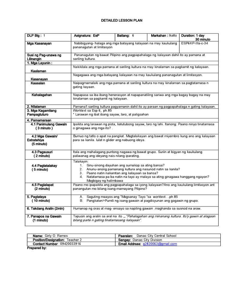 ESP 6 DLP # 1-8 3rdQ | PDF