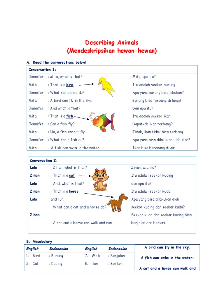 Deskripsi Hewan dalam Bahasa Inggris | PDF