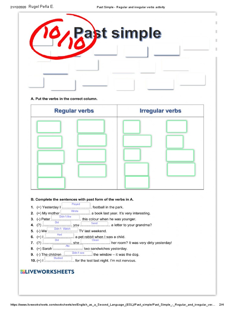 Past Simple: Regular & Irregular Verbs | PDF