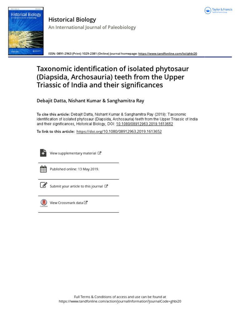 Taxonomic Identification of Isolated Phytosaur (Diapsida, Archosauria ...