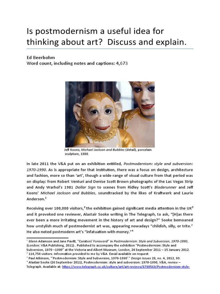 Postmodernism in Art: A Debate | PDF | Postmodernism | Modernism