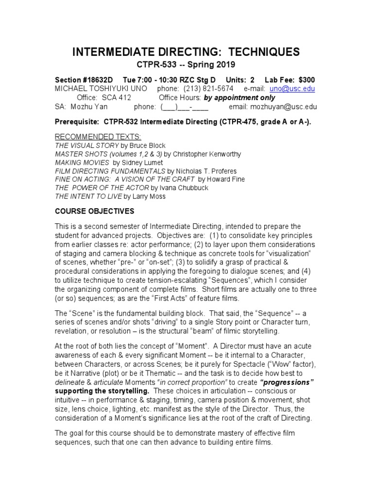 Intermediate Directing Techniques | PDF | Academic Integrity