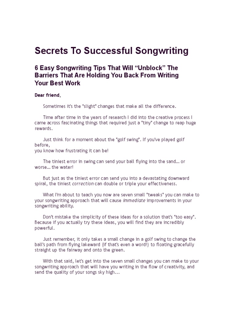 Songwriting | PDF | Mind | Idea