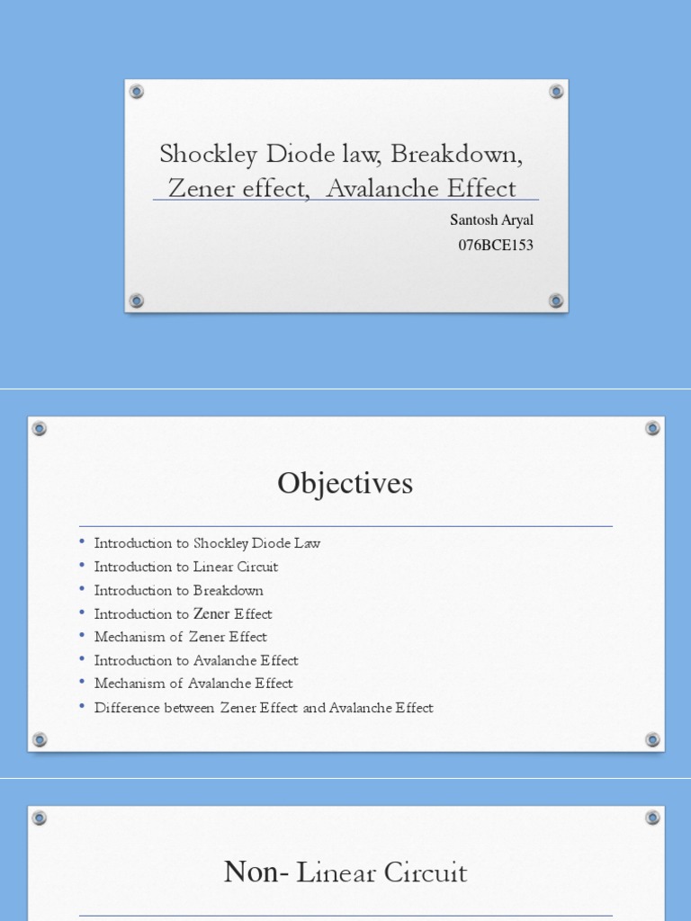 Shockley Diode Law, Breakdown, Zener Effect, Avalanche Effect | PDF | P ...