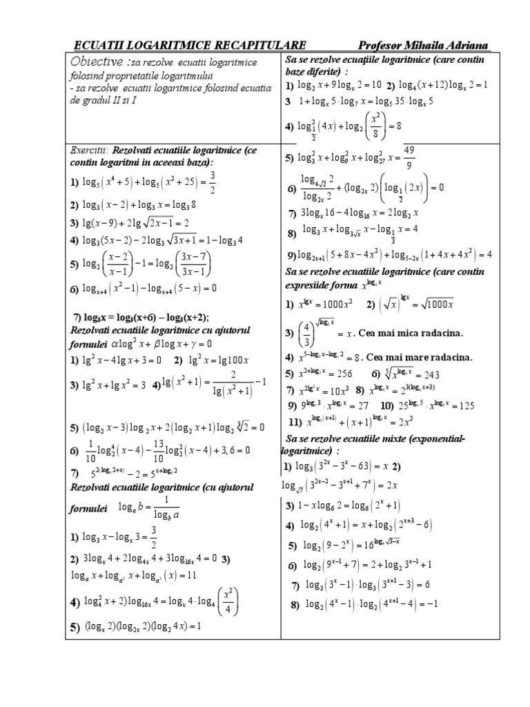 0ecuatii Exponentiale Si Logaritmice3 | PDF