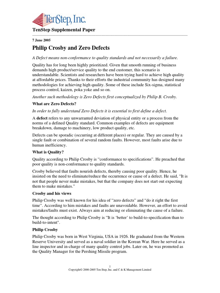 700 Philip Crosby Zero Defects | PDF | Quality Management | Goal
