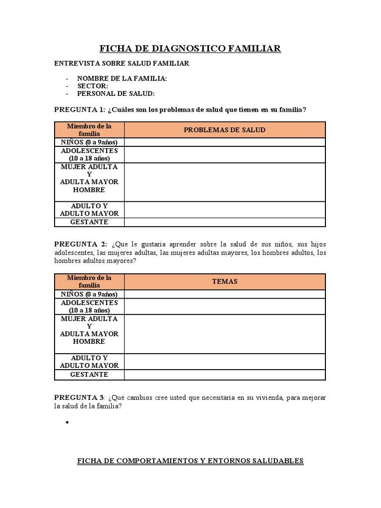 Ficha de Diagnostico Familiar | PDF | Amamantamiento | Familia