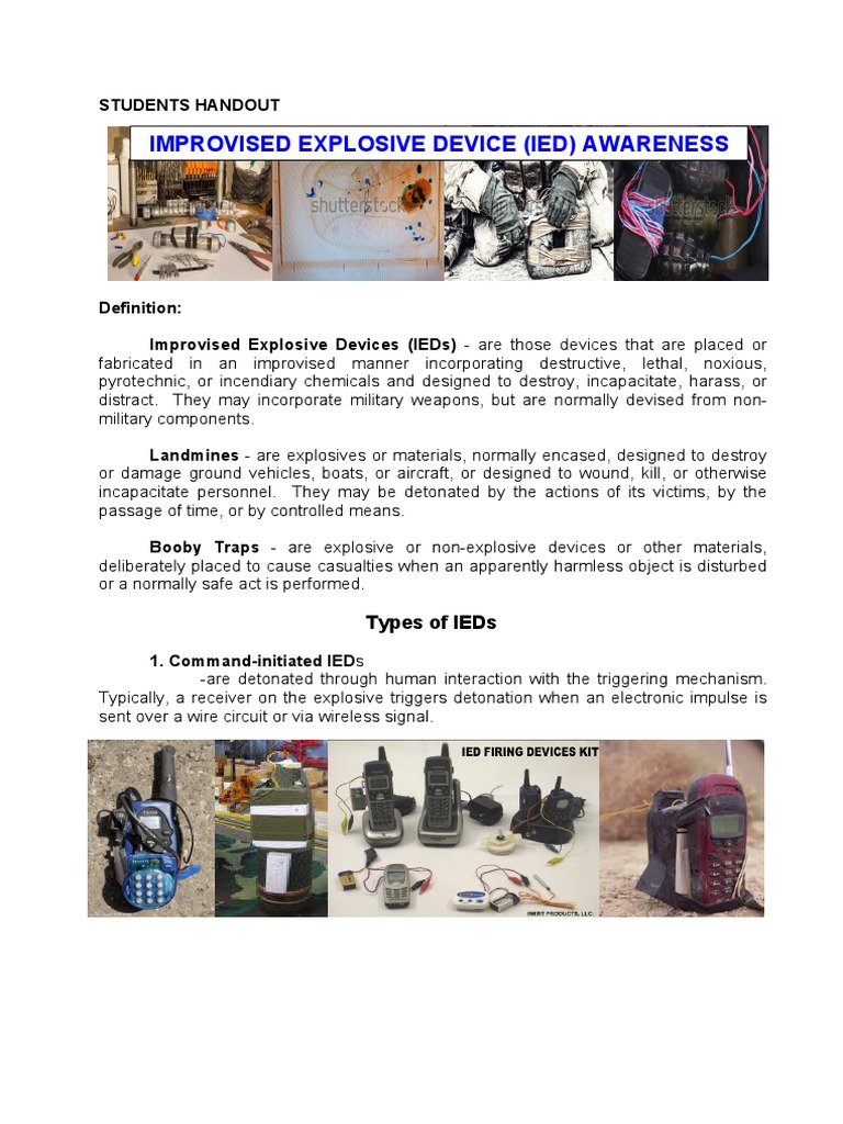 Improvised Explosive Device (IED) Awareness | PDF | Land Mine ...
