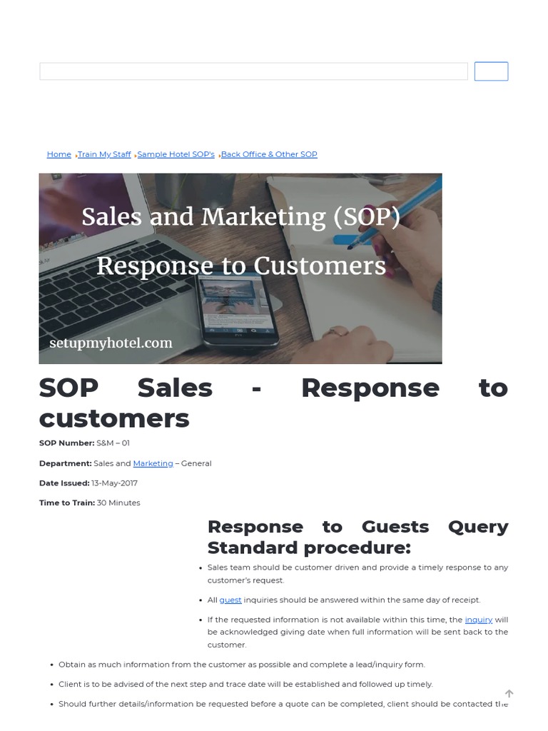 SOP - Sales and Marketing - Response To Customers | PDF | Economies ...