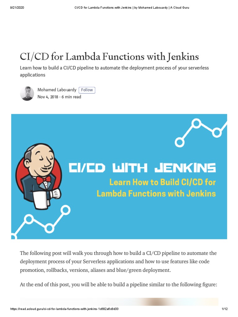 Ci Cd For Lambda Functions With Jenkins By Mohamed Labouardy A Cloud Guru Download Free 