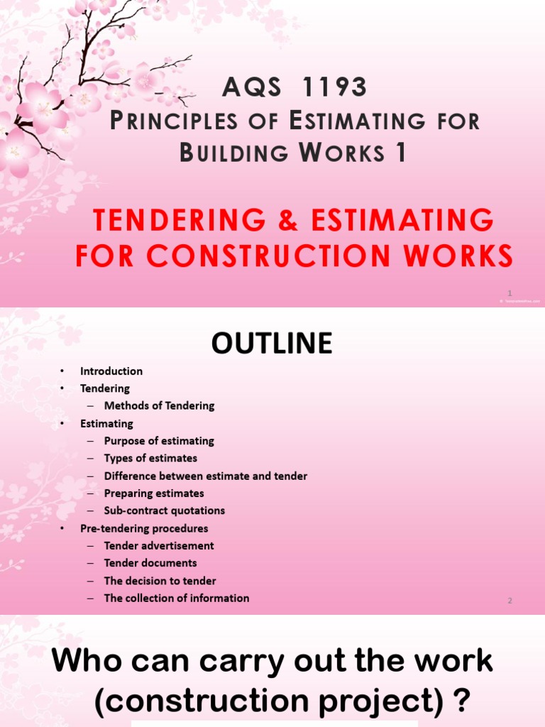 Tendering and Estimating in Construction | PDF | Business | Economies