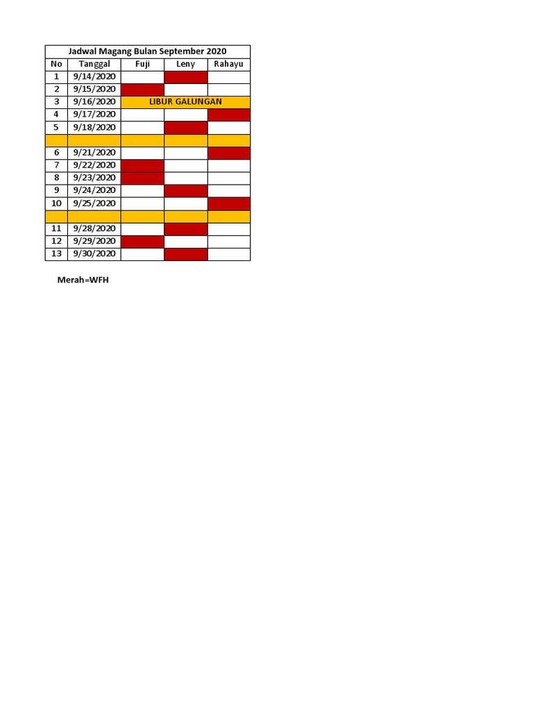 Jadwal Magang September-Oktober 2020 | PDF