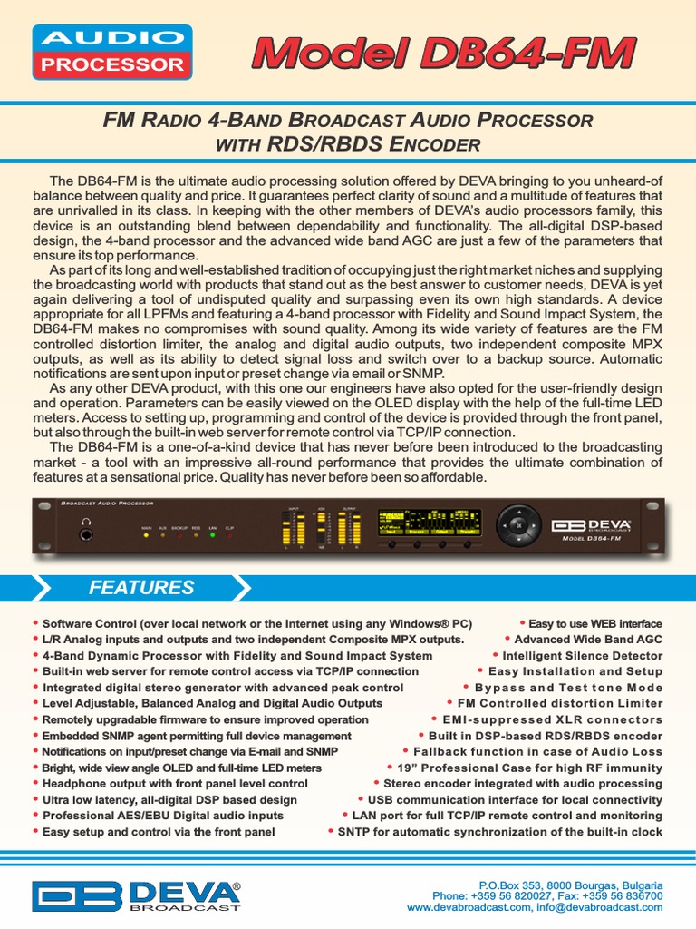 Db64 FM Brochure | PDF | Digital Audio | Usb