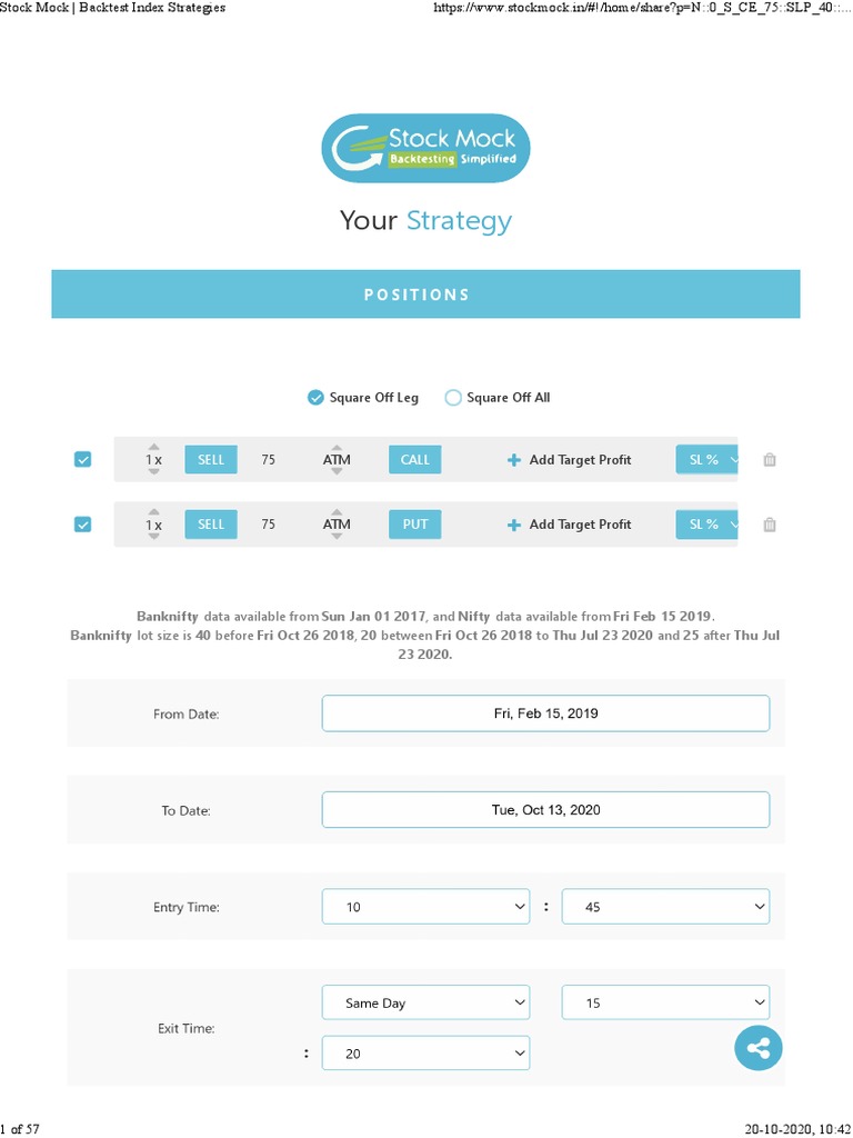 Backtesting Index Option Strategies on the StockMock Platform | PDF ...