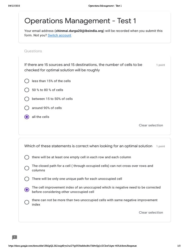 Operations Management - Test 1 | PDF | Computing