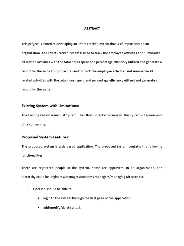 Effort Tracker System | PDF | Web Application | Application Software