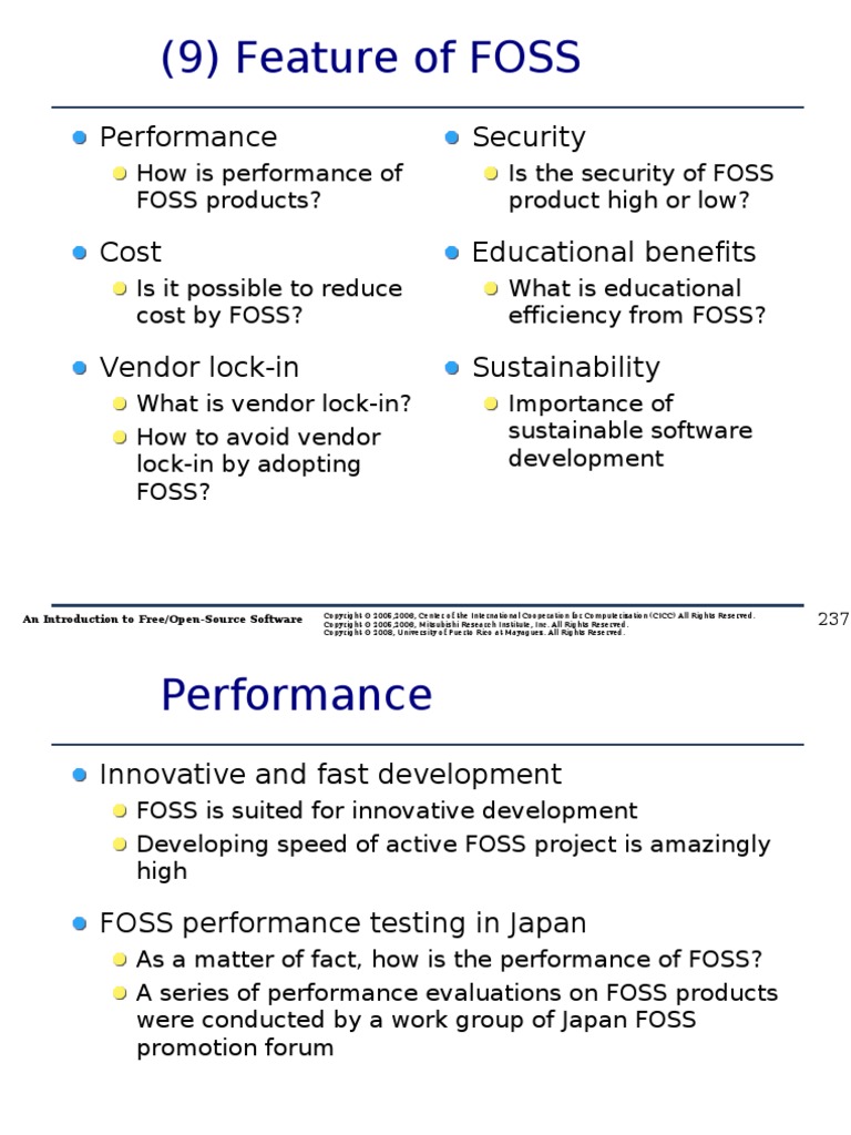 Feature of FOSS: Performance Security | PDF | Free Software ...