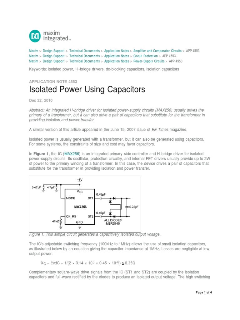 Isolated Power, H-Bridge Drivers, Dc-Blocking Capacitors, Isolation ...