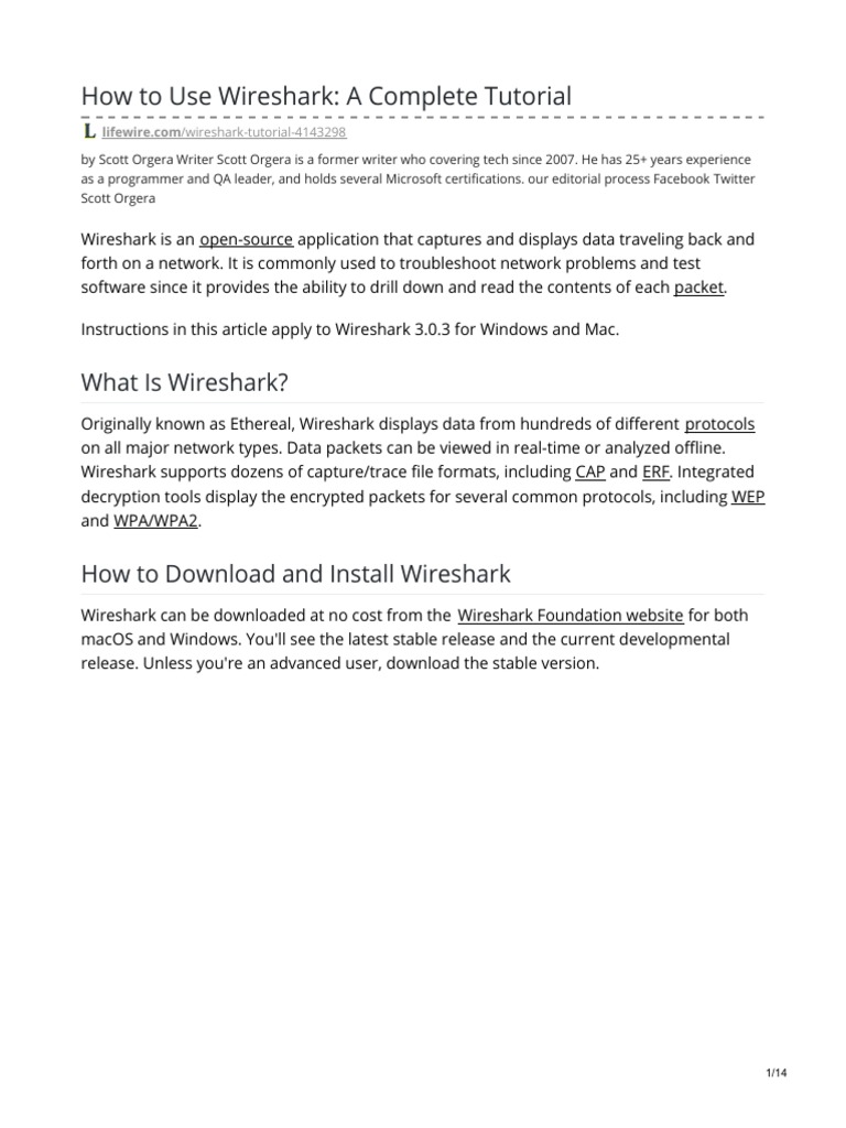 How To Use Wireshark A Complete Tutorial | PDF | Software | Computer ...