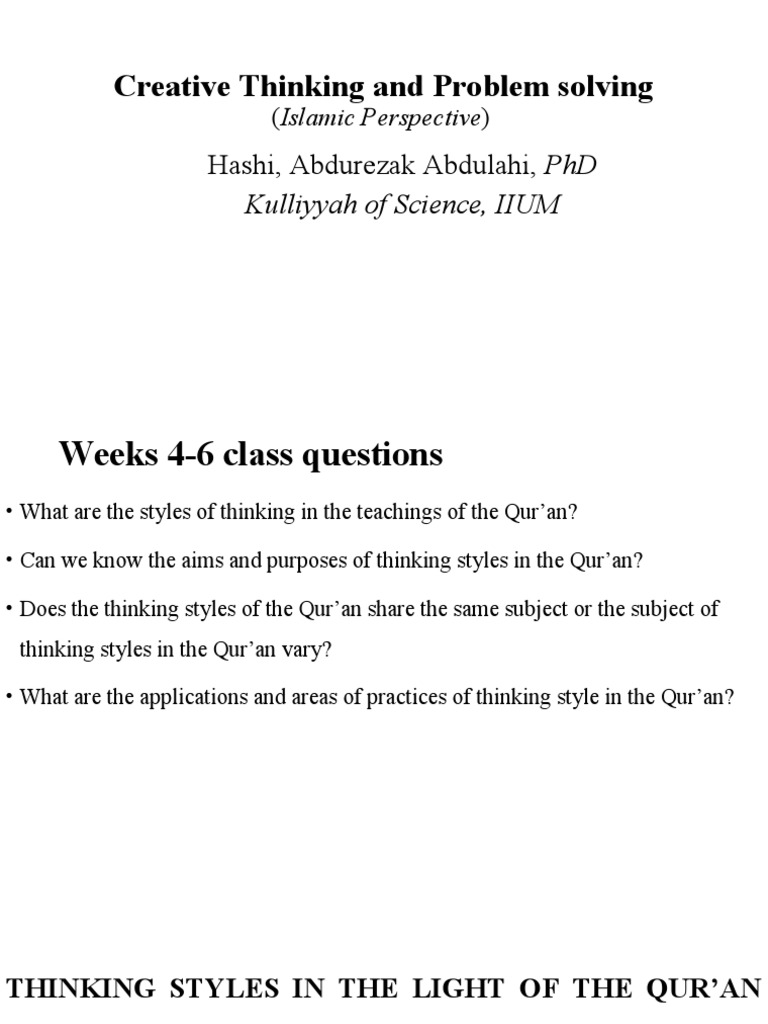 Topics (4-6) Creative Thinking and Problem Solving | PDF