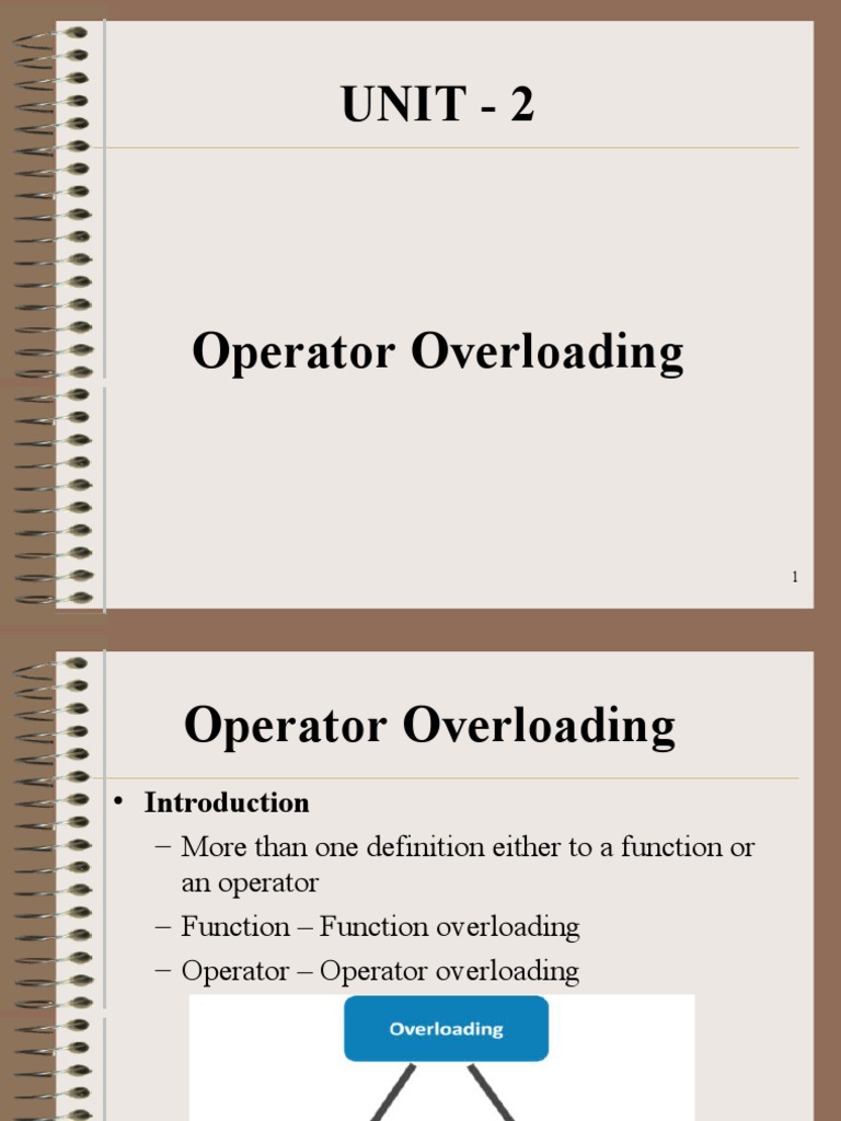 Unit 2 OperatorOverloading | PDF | Programming Paradigms | Software