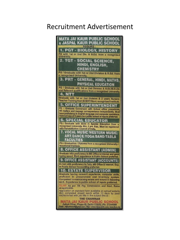 Job Advertisement Dec2k20 | PDF