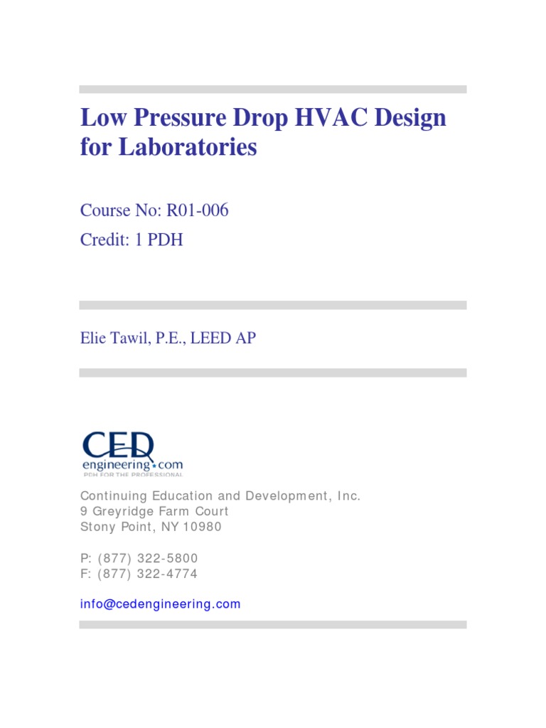 Low Pressure Drop HVAC Design For Laboratories | PDF | Duct (Flow ...