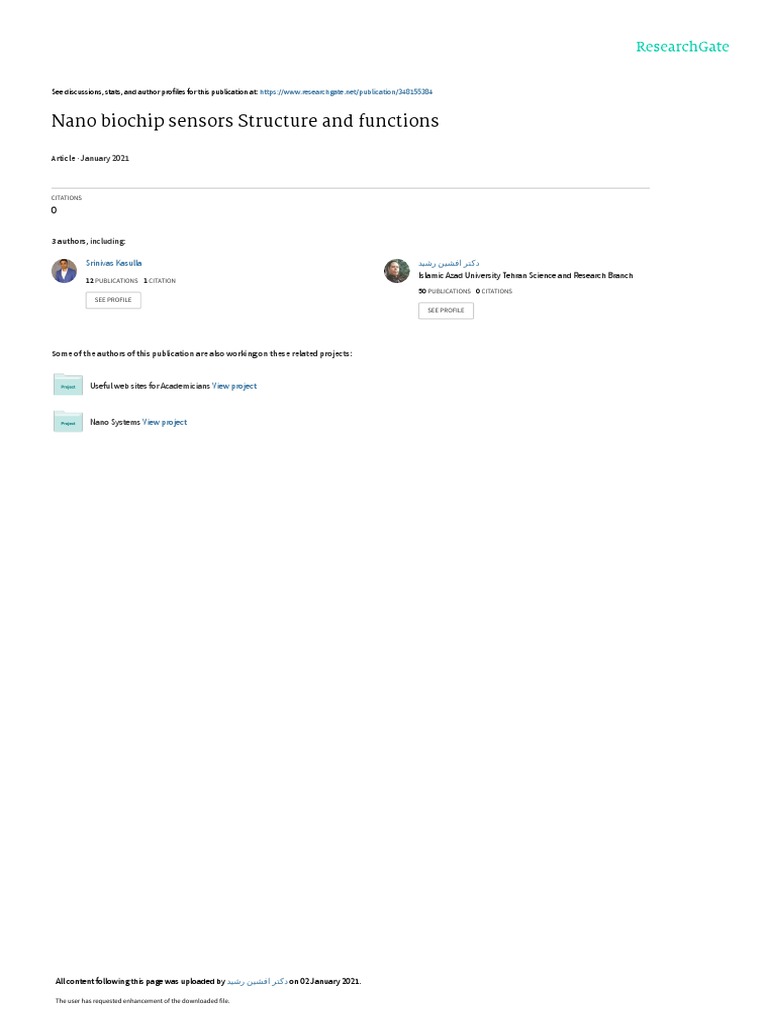 Nano BioChip Sensors Structure and Functions - SrinivasKasulla - India ...