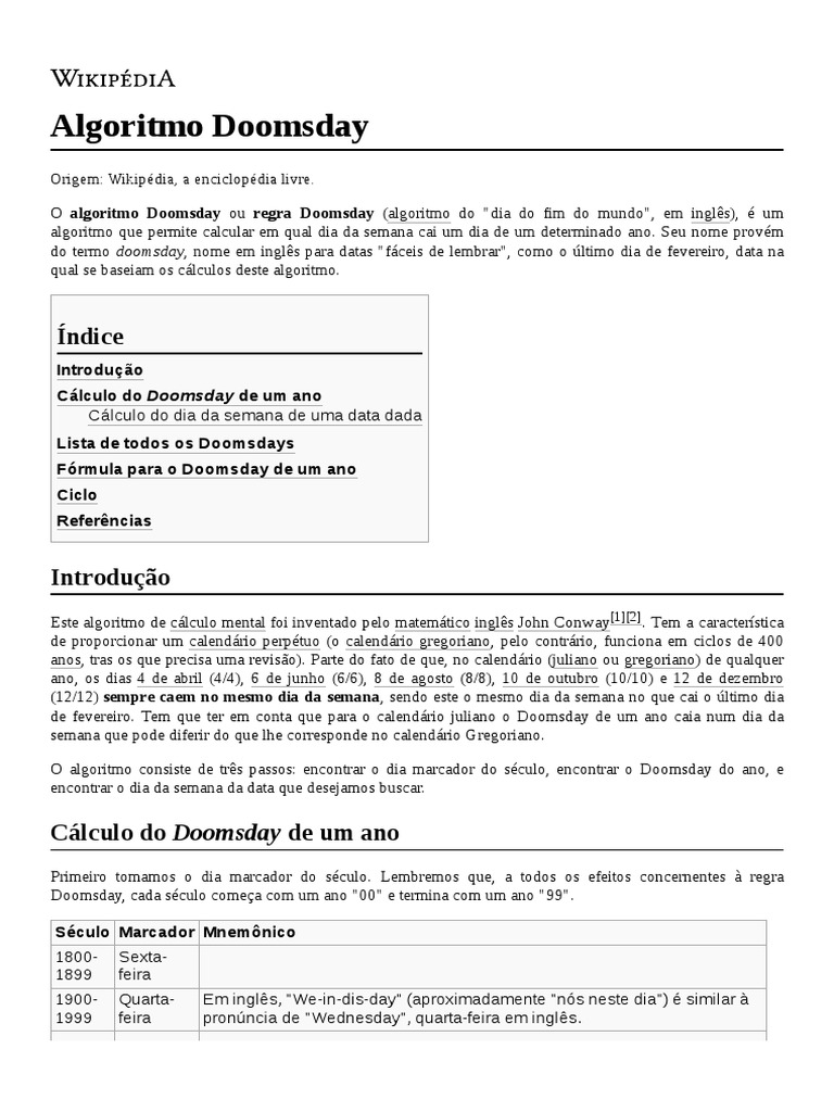 Algoritmo Doomsday | PDF | Astronomia antiga | Unidades de medida