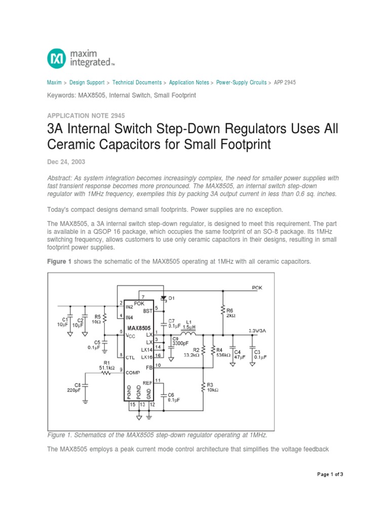 3A Internal Switch Step-Down Regulators Uses All Ceramic Capacitors For ...