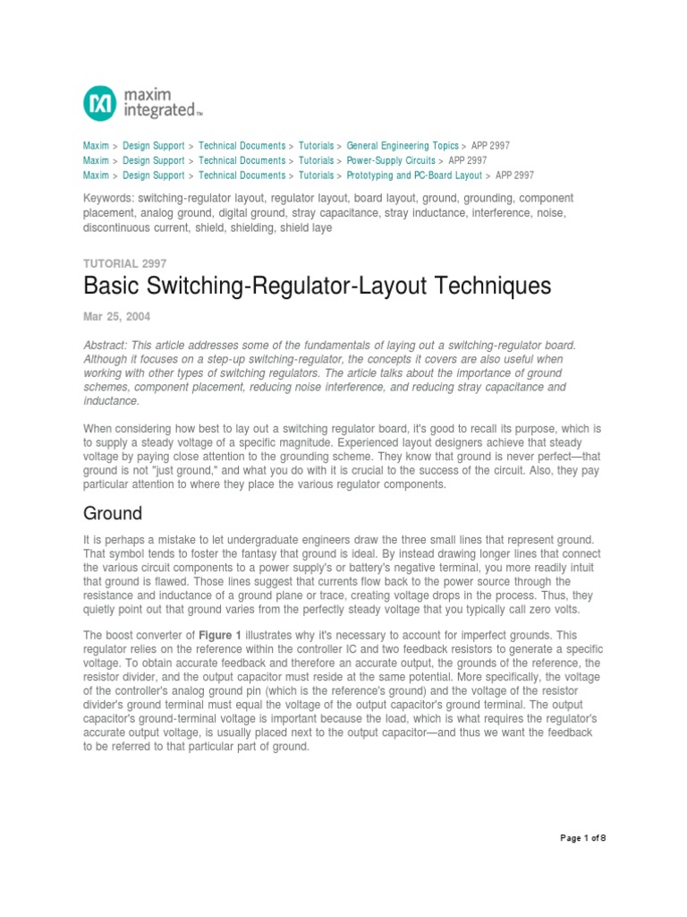 Basic Switching-Regulator-Layout Techniques: Ground | PDF | Capacitor ...