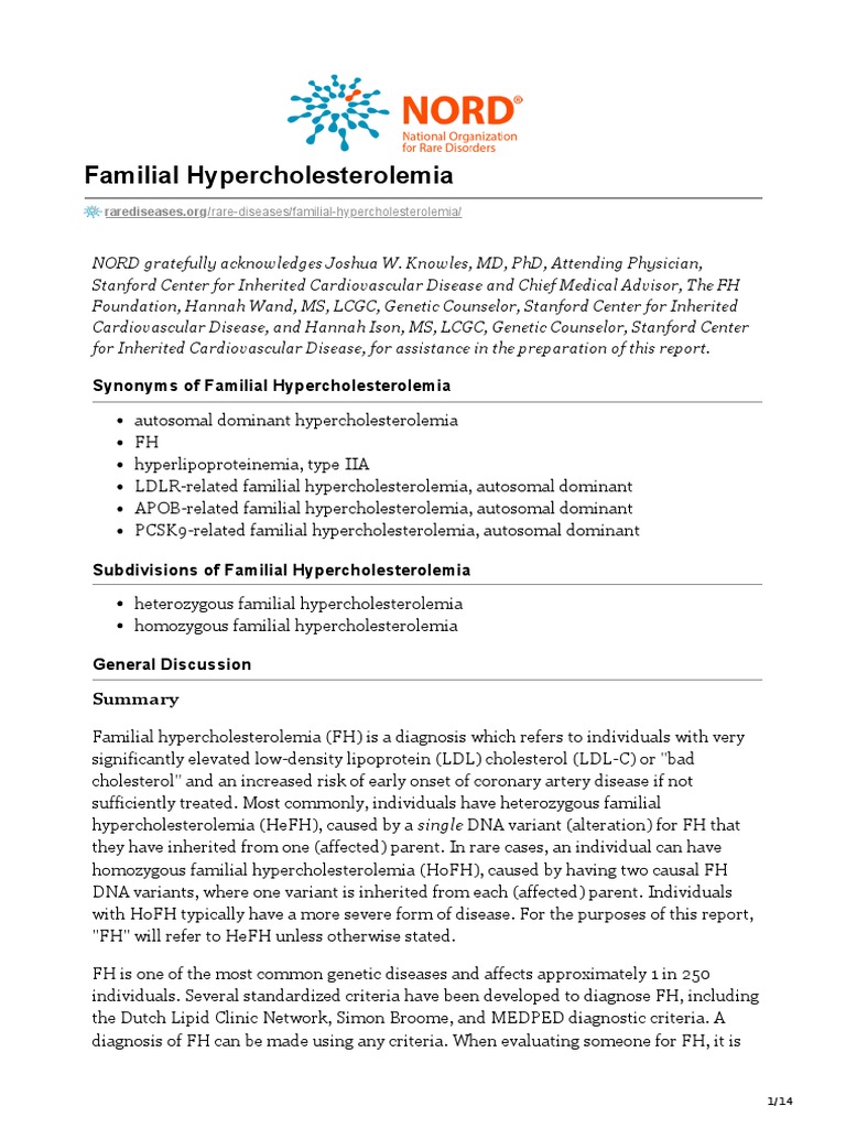 Familial Hypercholesterolemia | PDF | Statin | Low Density Lipoprotein