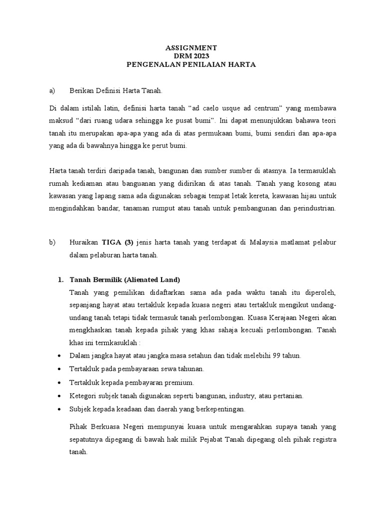 Assignment Pengenalan Penilaian Harta | PDF