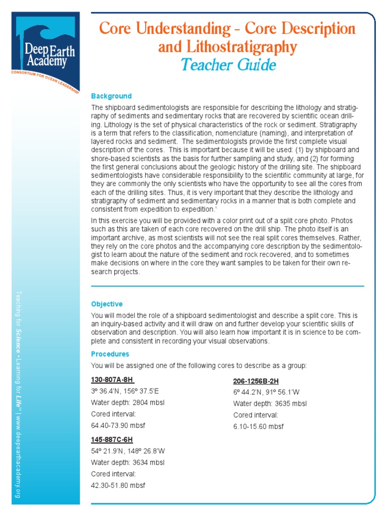 Core Description and Lithostratigraphy Guide | PDF | Sedimentology ...