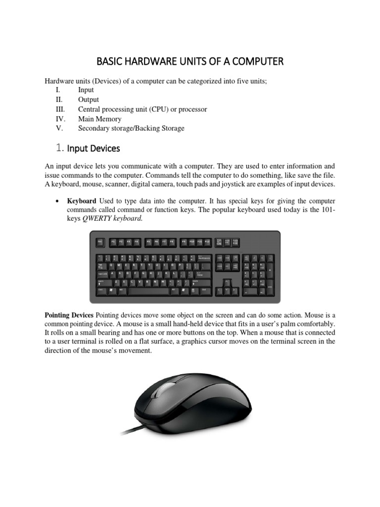 Basic Hardware Units of A Computer | PDF | Computer Data Storage ...