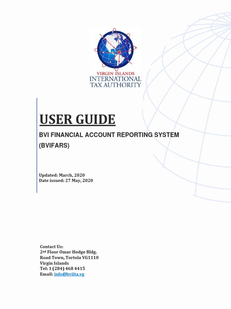 User Guide: Bvi Financial Account Reporting System (Bvifars) | PDF ...