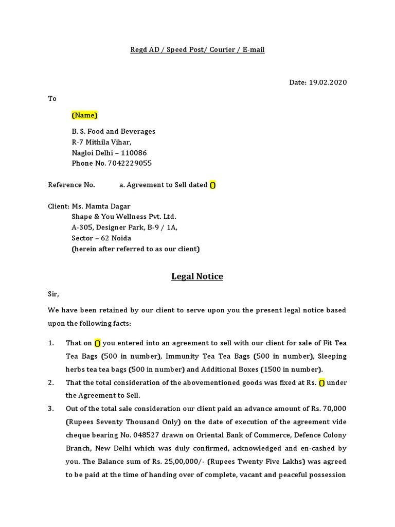 Legal Notice | PDF | Deed | Private Law