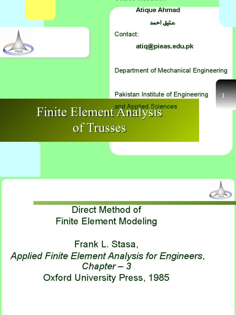 Direct FEA Modeling of Trusses | PDF | Matrix (Mathematics) | Finite Element Method