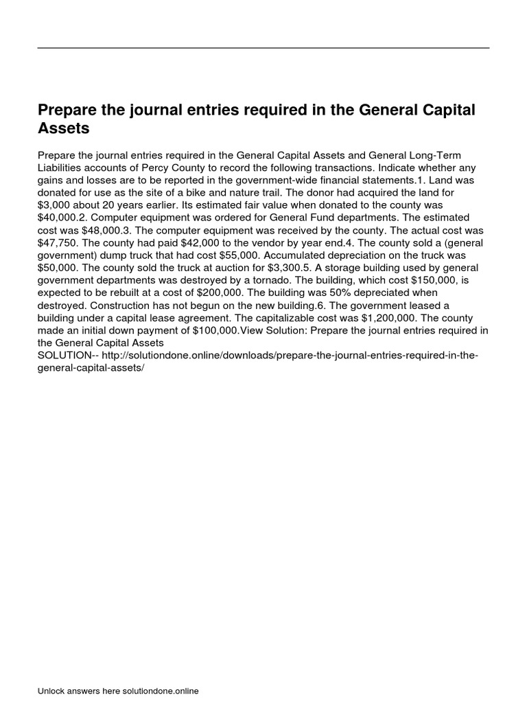 Journal Entries for Capital Assets Management | PDF | Law