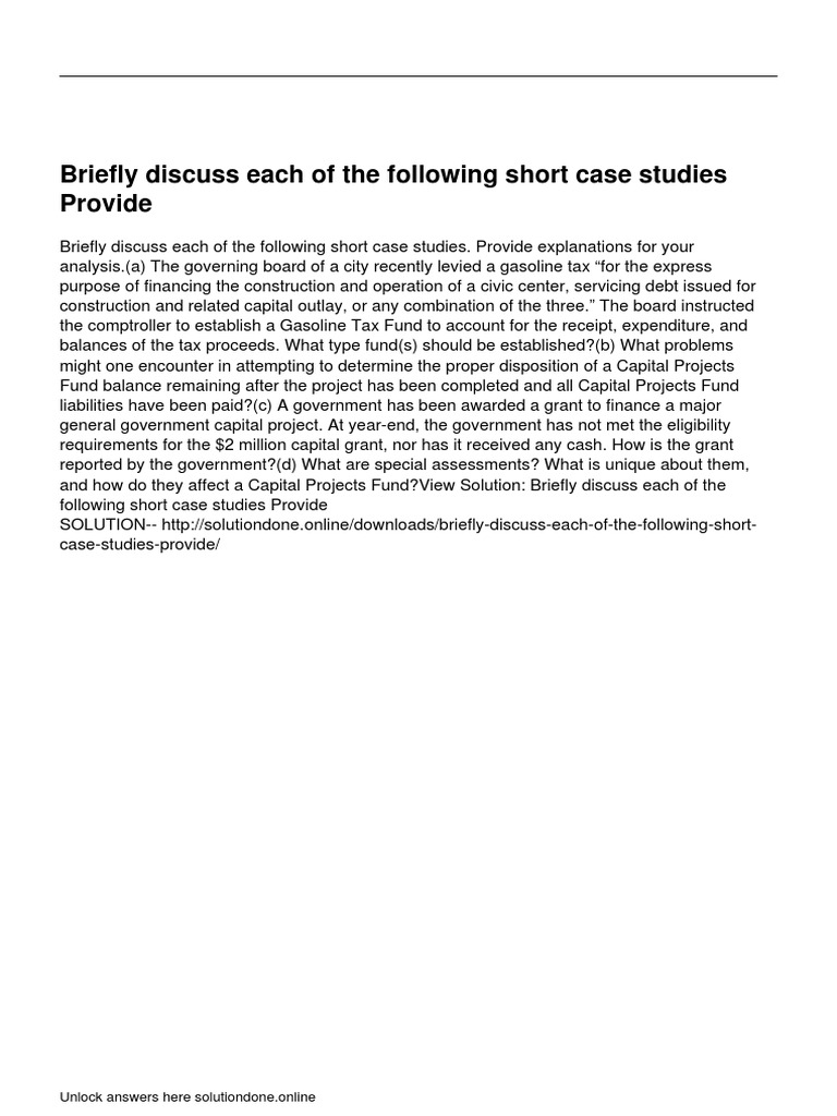 Briefly Discuss Each of The Following Short Case Studies Provide | PDF ...