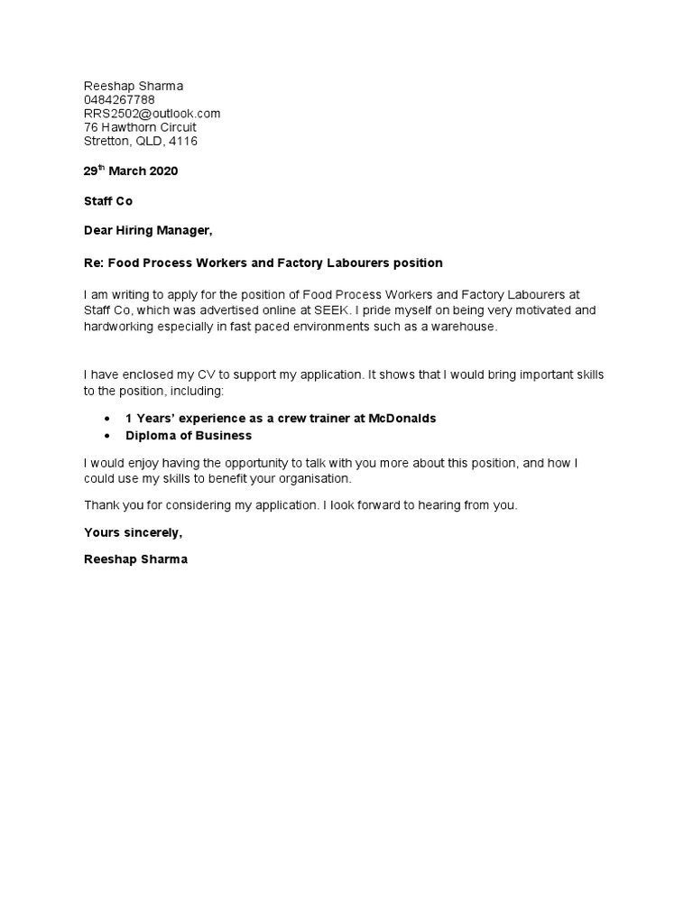 Cover Letter-StaffCo | PDF | Business | Finance & Money Management