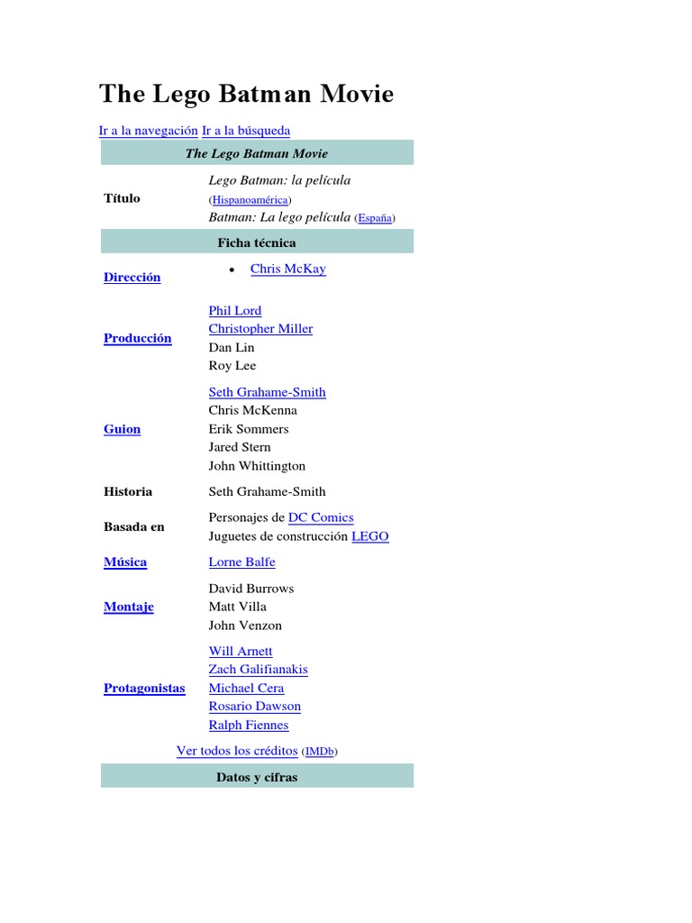 The Lego Batman Movie PDF | PDF | hombre murciélago | Dc Comics Superhéroes